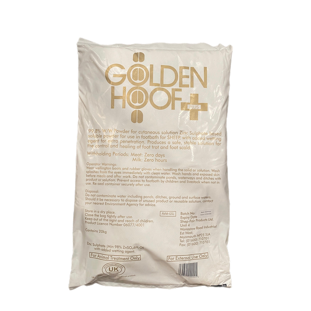 20kg Bags Golden Hoof Plus (zinc sulphate easy mix ) – Inishowen Co-Op